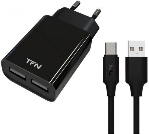 Сетевое зарядное устройство TFN 2 USB, 2,4 A, (WC2U24AUSBCBK) black