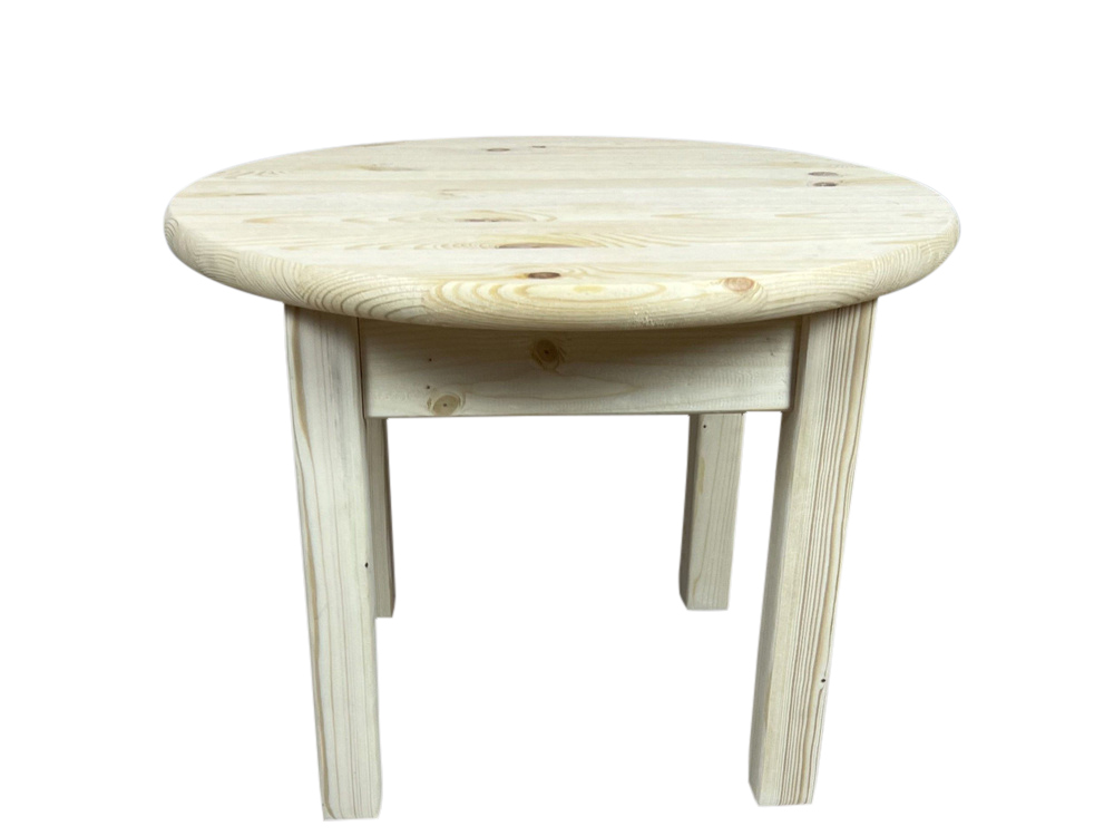 журнальный стол Solarius эконом круглый маленький деревянный, без покрытия, 60х60х42 см