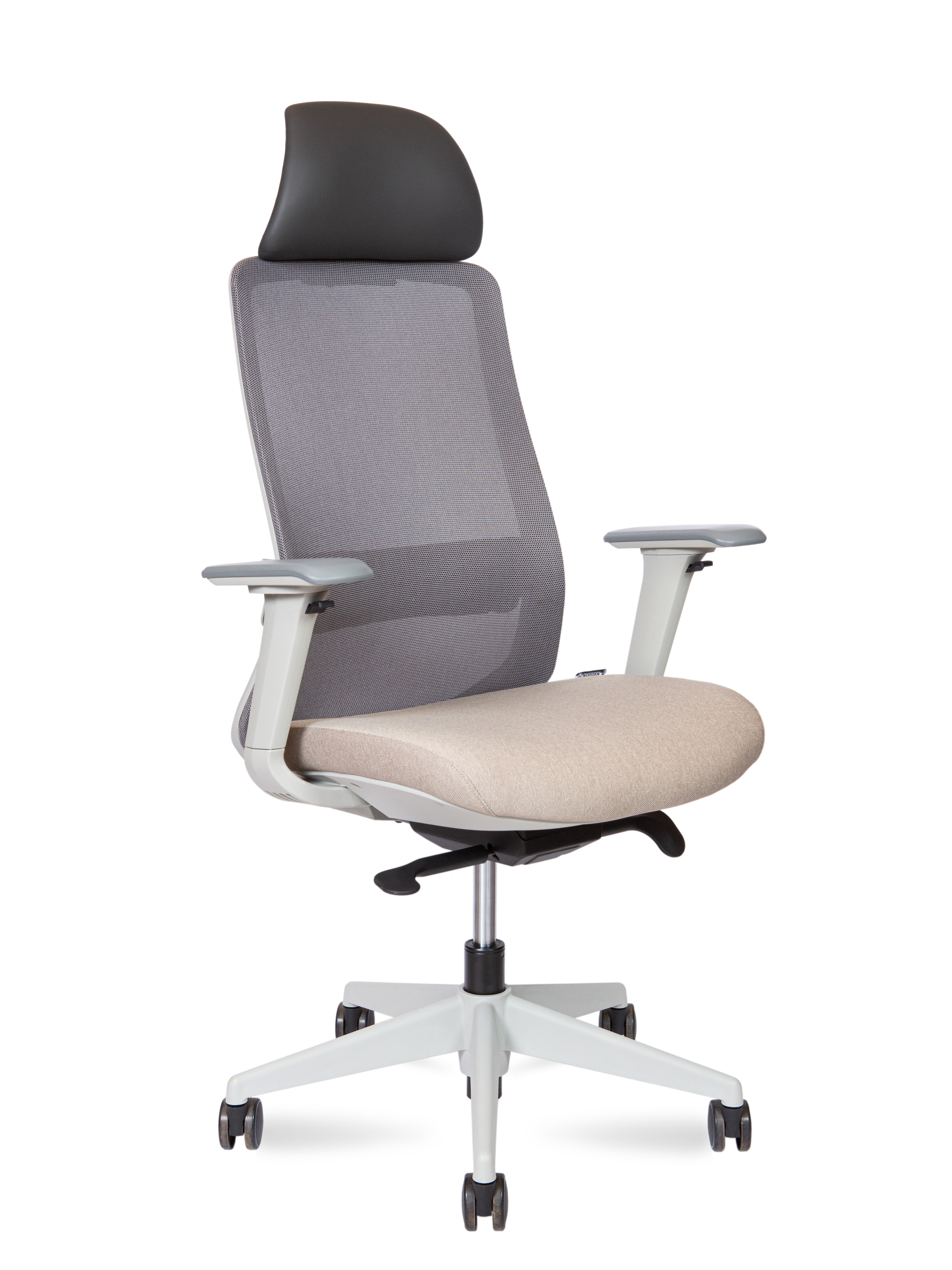Кресло офисное Norden Como grey beige серый пластик / бежевая ткань / серая сетка