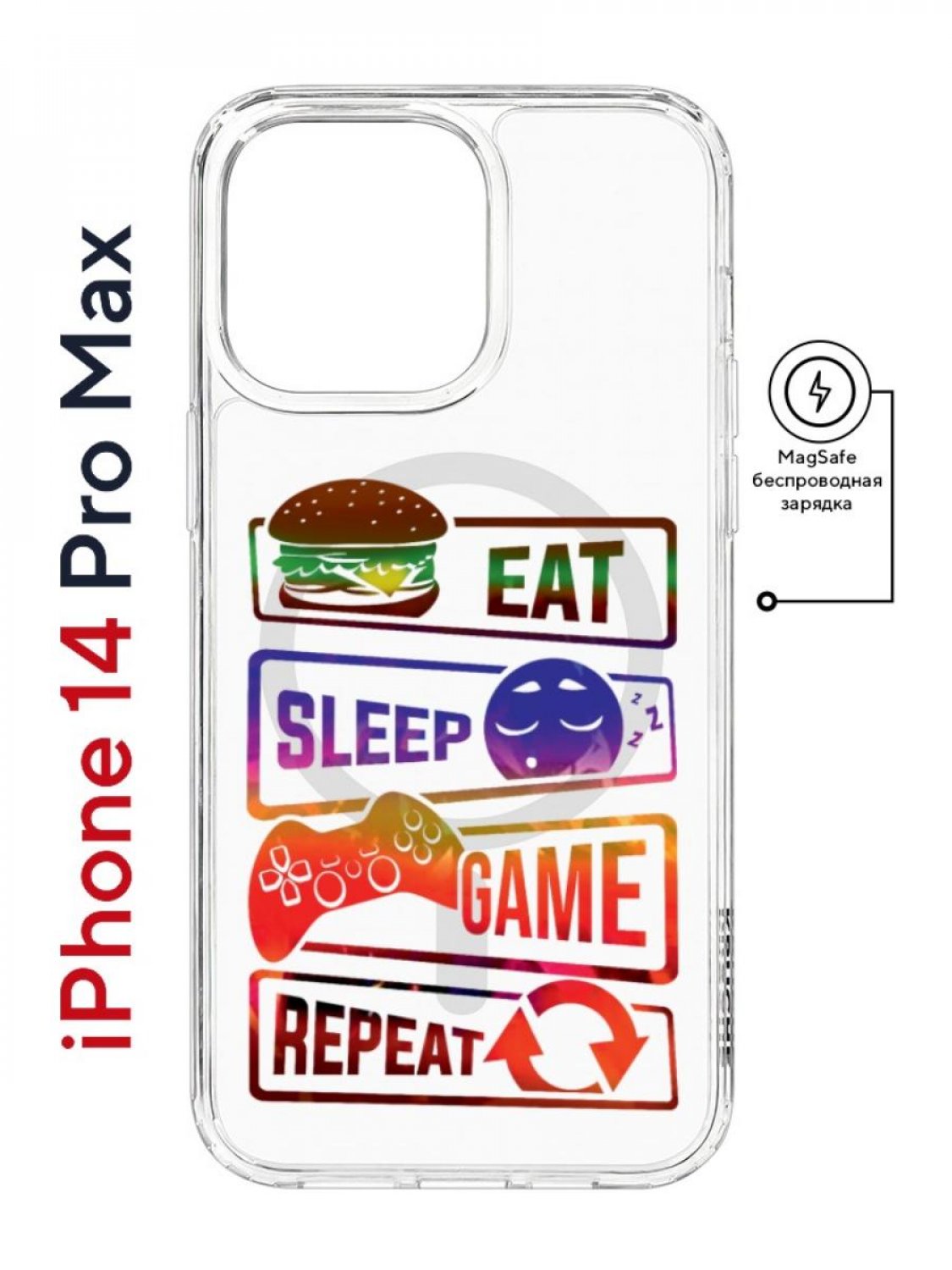 Чехол на iPhone 14 Pro Max MagSafe с принтом Kruche Print Repeat противоударный с магнитом