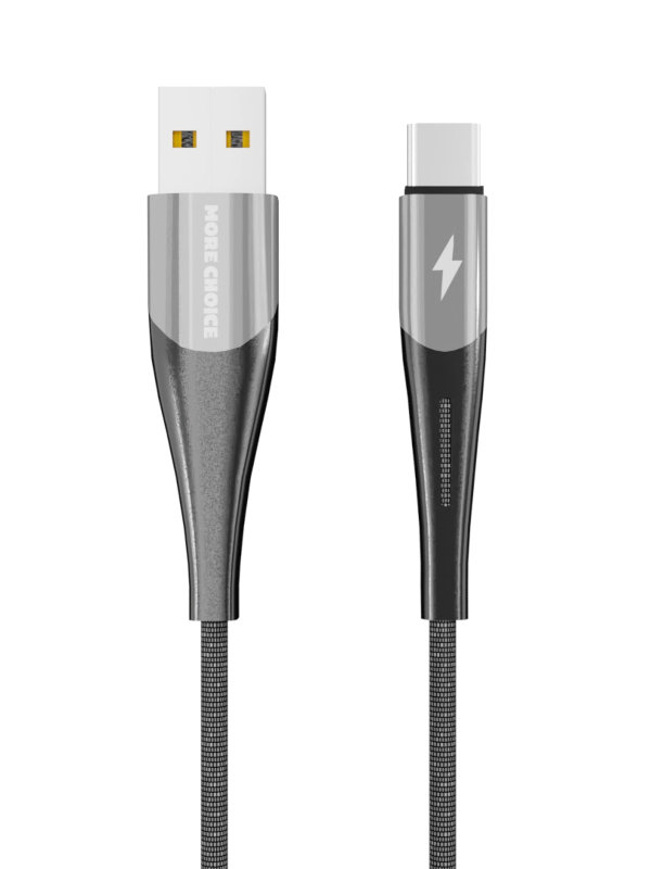 Дата-кабель More choice K41Sa New Smart USB 3.0A для Type-C нейлон 1м Silver Black