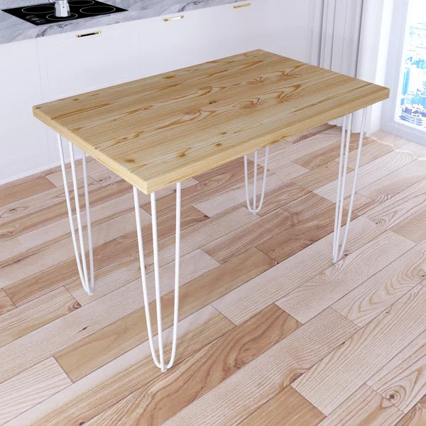 Стол кухонный Solarius Loft металл-дерево 80x60х75 без шлифовки и покрытия, белые ножки