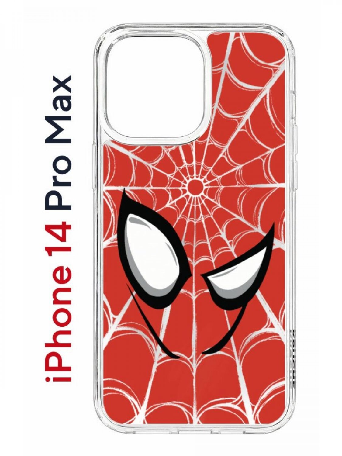 Чехол на iPhone 14 Pro Max Kruche Print Человек-Паук красный, бампер с защитой камеры