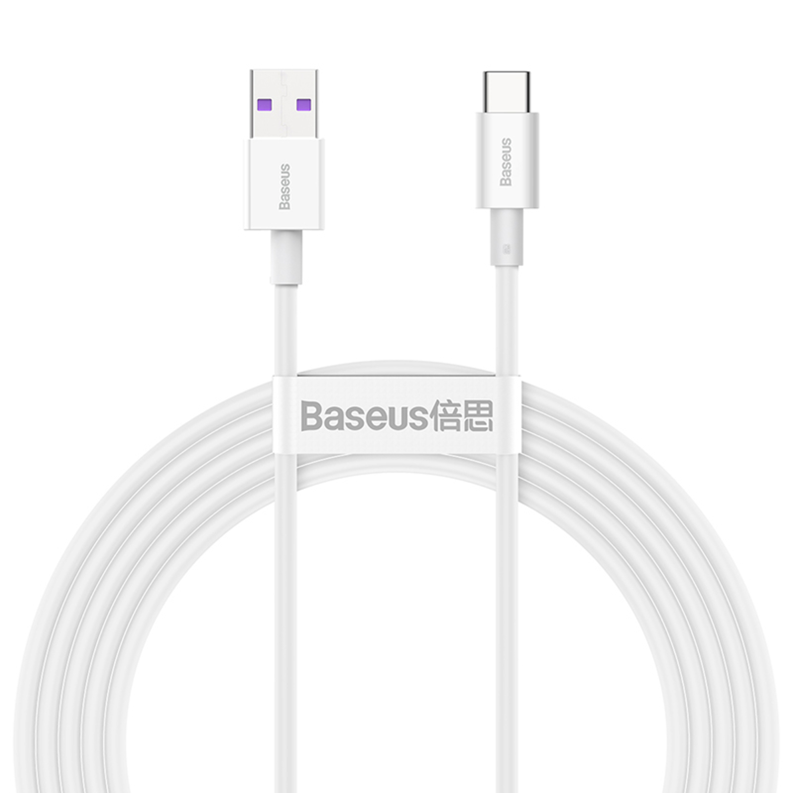 Кабель быстрой зарядки Baseus USB - Type-C, 6A, 2 м, белый CATYS-A02