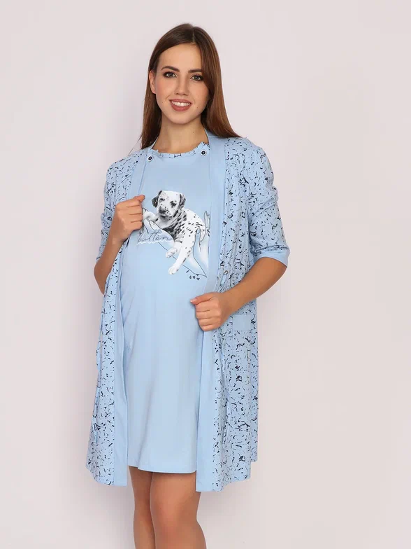 Комплект домашний для беременных женский Fashion Margo КЖ0237 голубой 50 RU