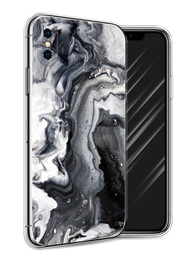 Чехол Awog на Apple iPhone X (10) / Айфон X (10) "Бело-черные сложные полосы"