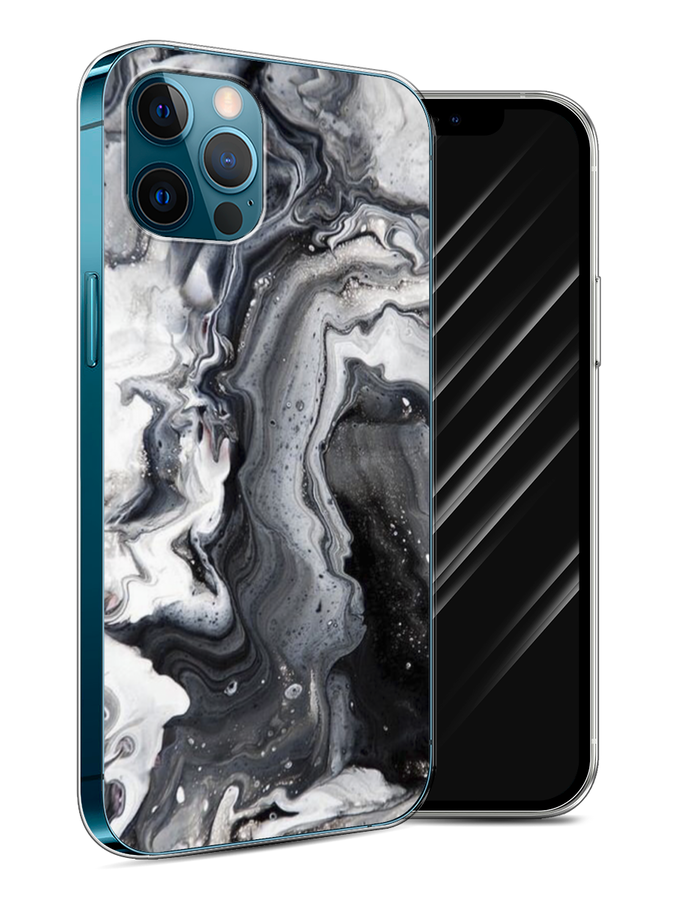 Чехол Awog на Apple iPhone 12 Pro / Айфон 12 Pro "Бело-черные сложные полосы"