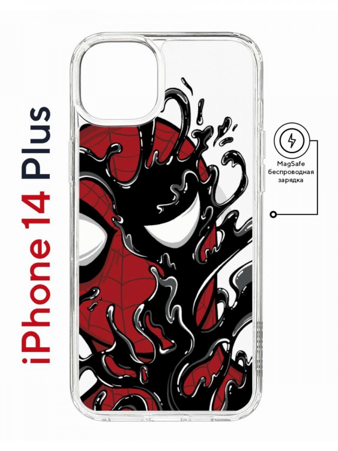 Чехол на iPhone 14 Plus MagSafe Kruche Print Spider-Man-Venom противоударный с магнитом