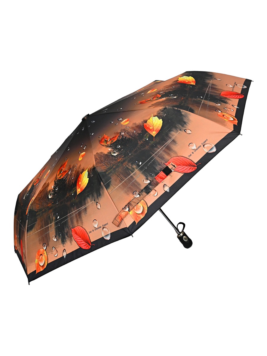 Зонт женский ZEST 83725 чёрно-оранжевый