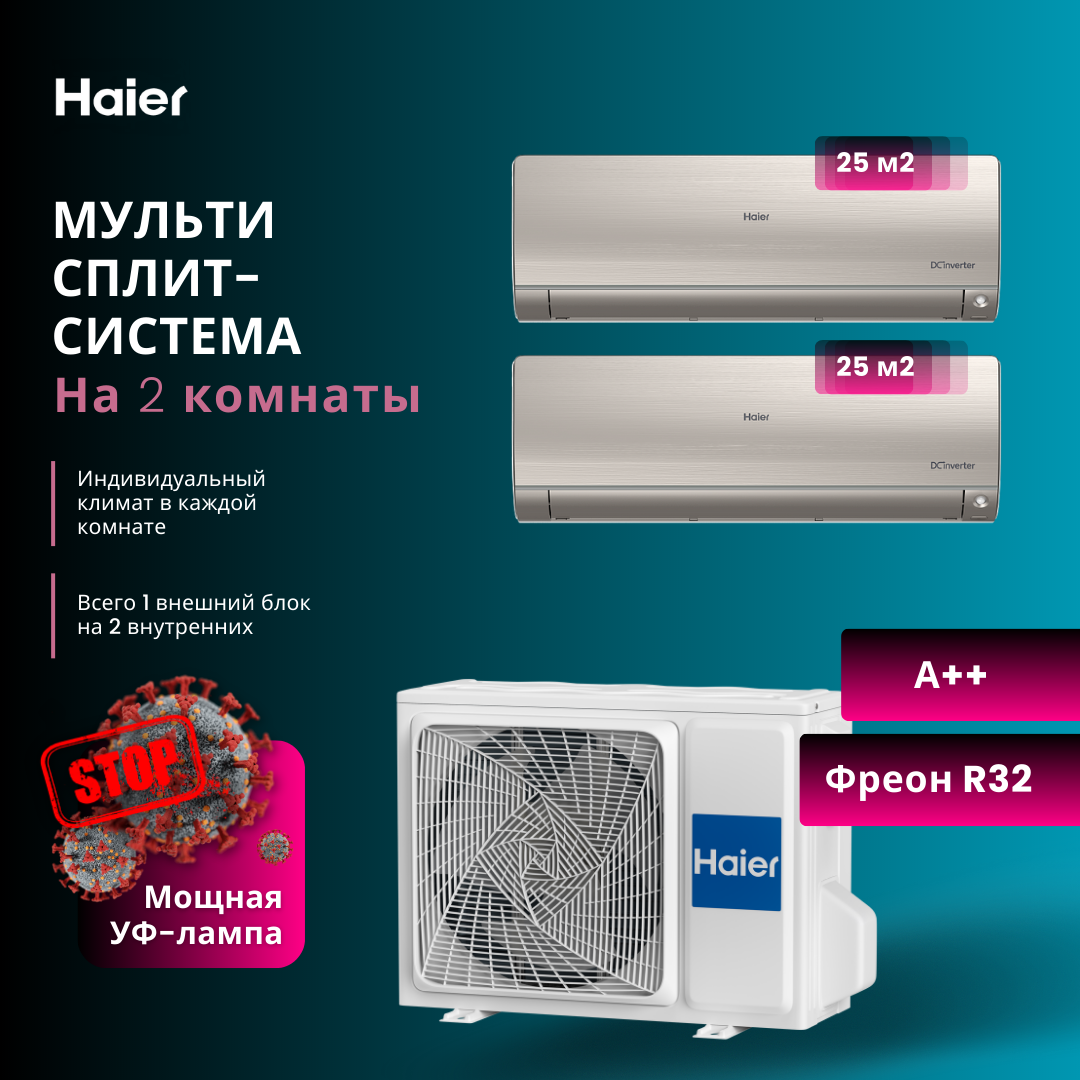 Сплит-система Haier 2 Х AS25S2SF2FA-G / 2U40S2SM1FA