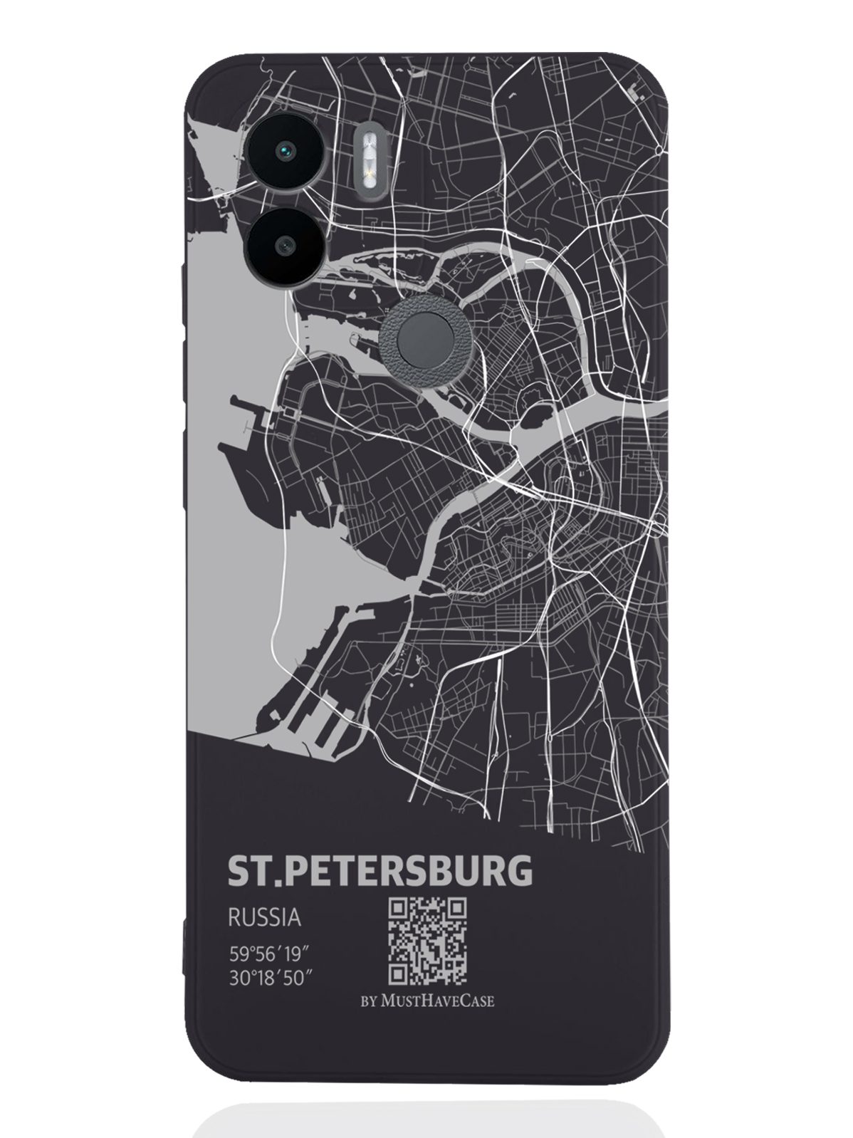 Чехол MustHaveCase для Xiaomi Redmi A1+ Карта Санкт-Петербурга черный