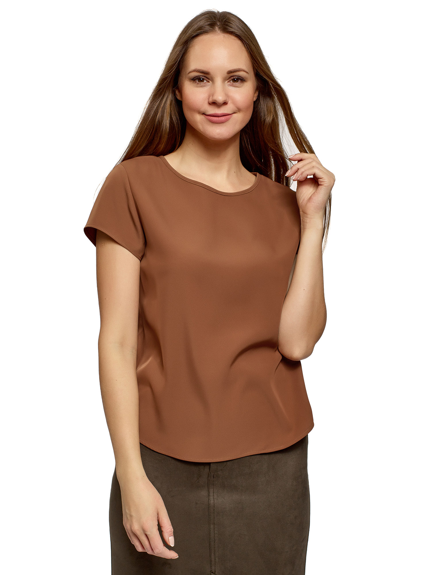 Блуза женская oodji 11411138-3B коричневая 36/170