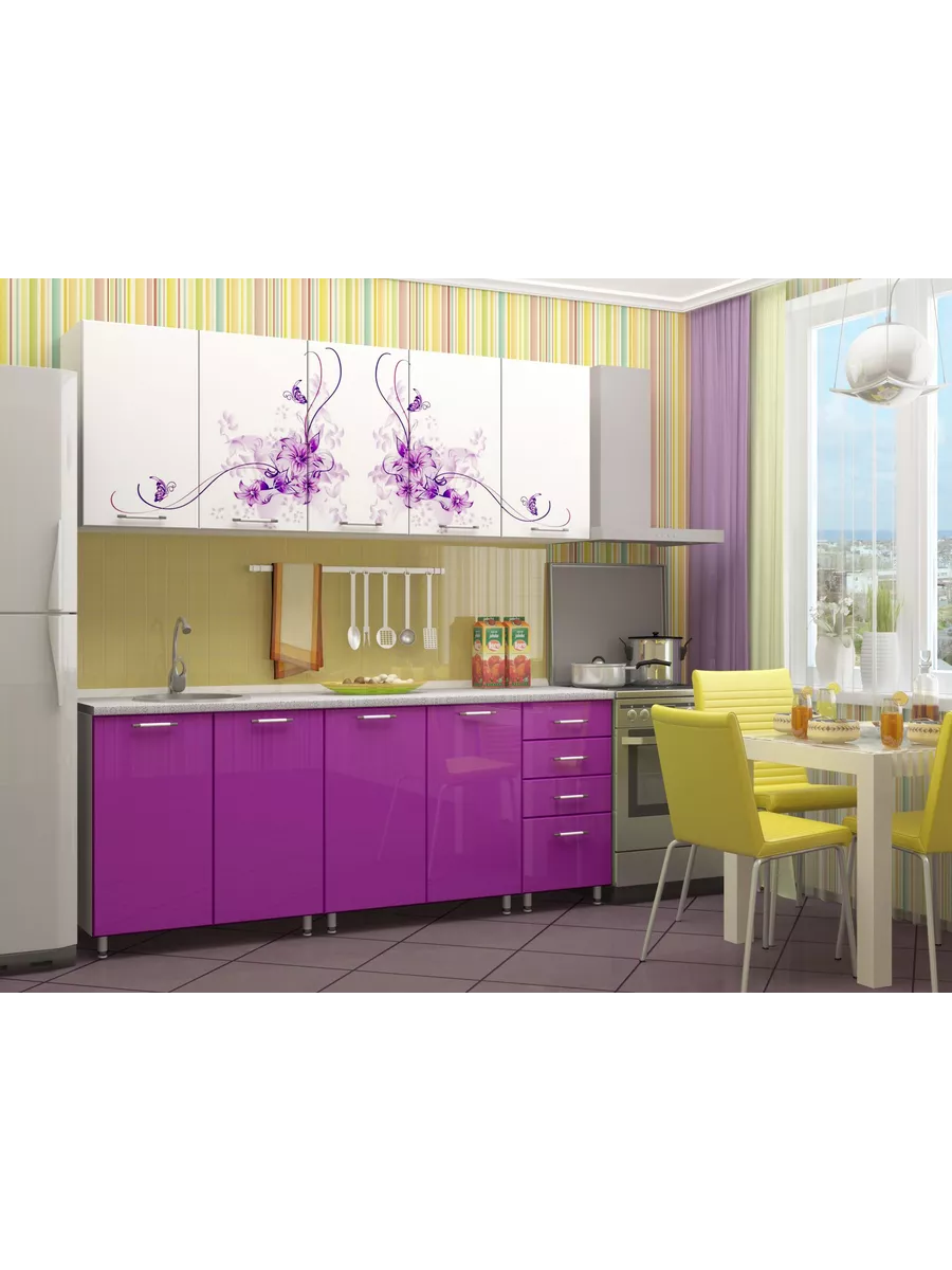 Кухонный гарнитур Вдохновение 2.0 белый/фиолетовый
