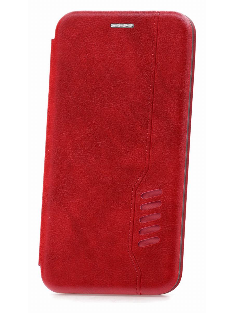 Чехол на Honor 10X Lite Kruche Open Book-1 красный, книжка с карманом для карт, с магнитом