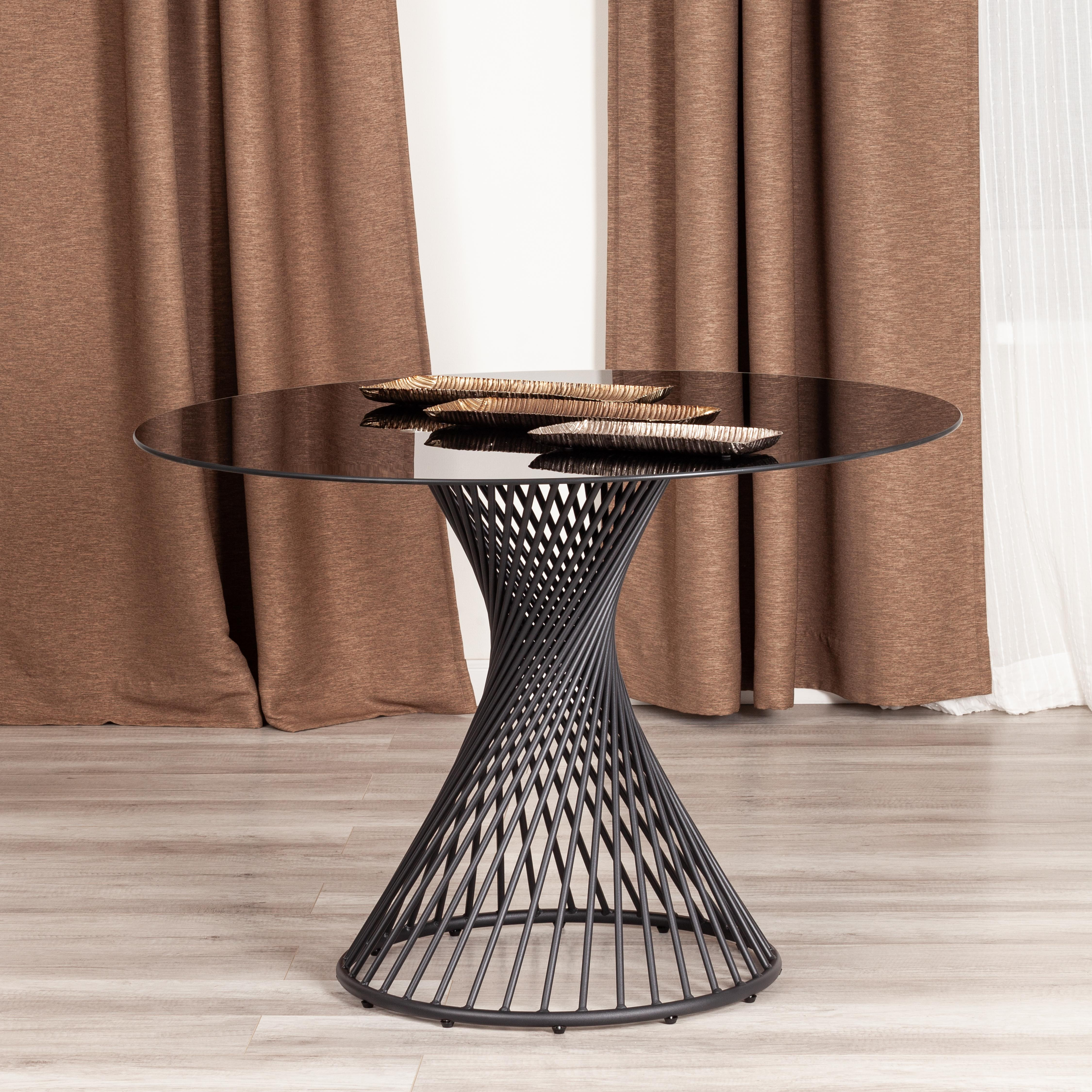 Стол обеденный круглый TetChair BERTOIA, металл, стекло, Black (черный)