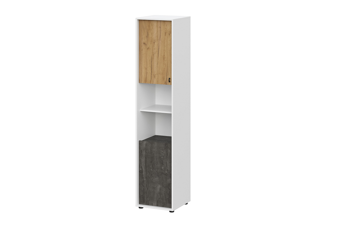 Пенал SV-Мебель модульная система Анри, Белый Текстурный/Дуб Золотой/Железный Камень