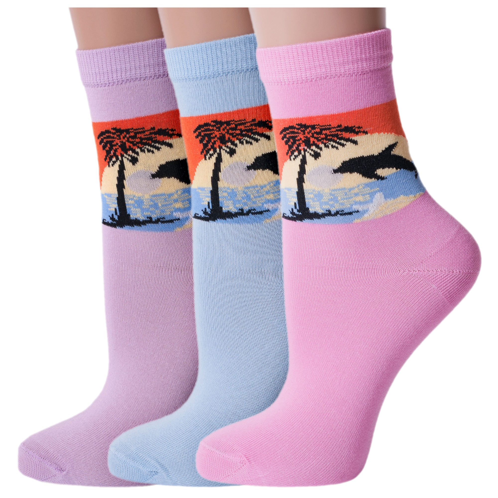 Комплект носков женских LorenzLine 3-Д61 голубой; розовый 23