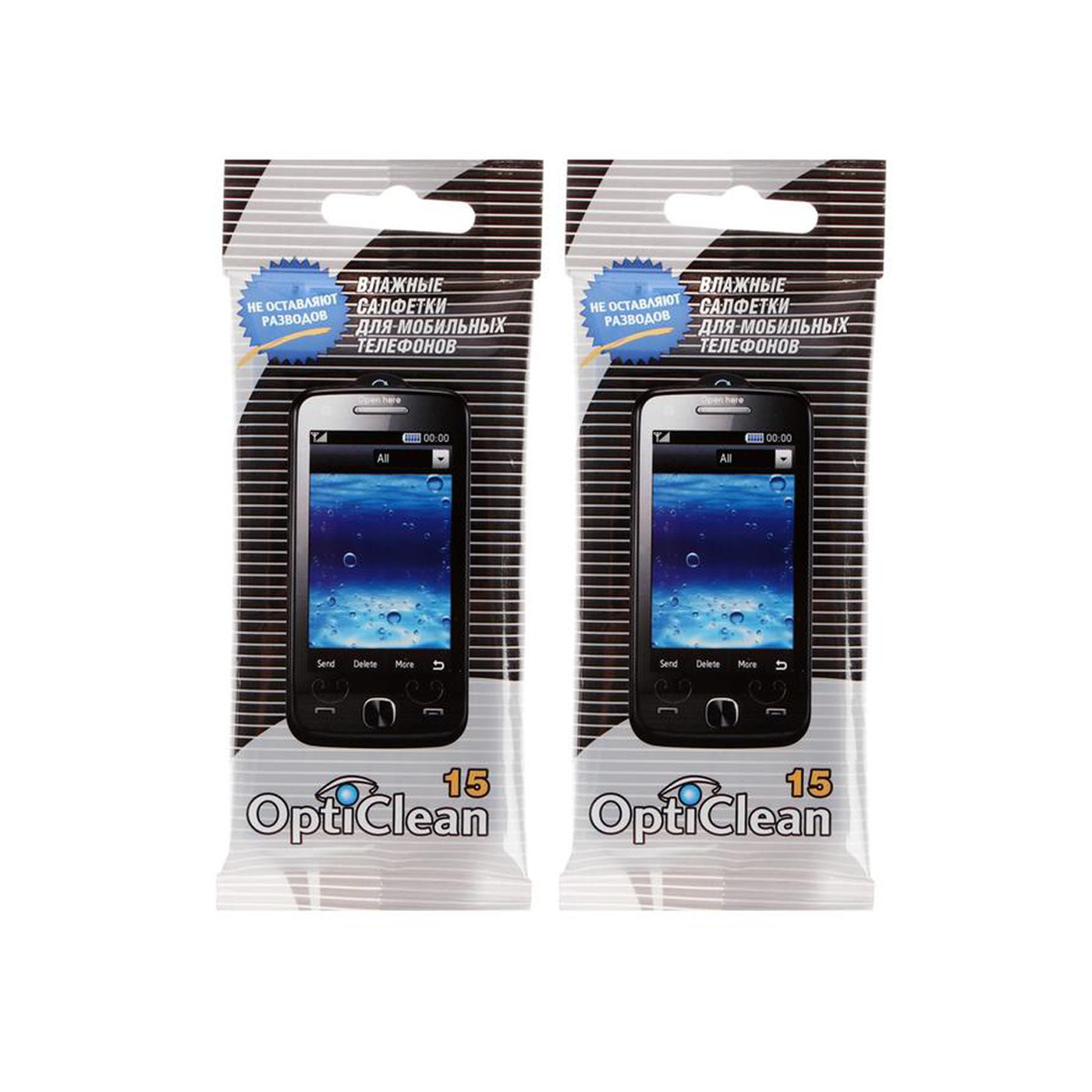 Влажные салфетки для мобильных телефонов Opti Clean 15 шт. SSS 2 уп.