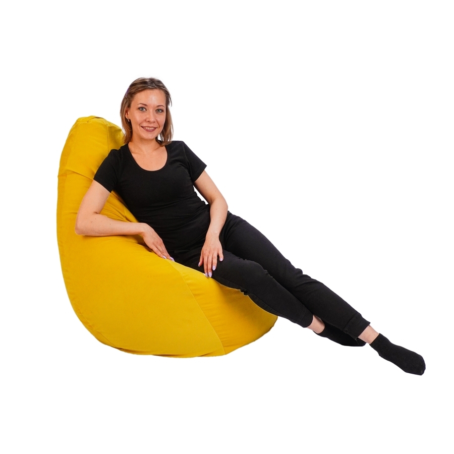 Кресло-мешок «Груша», XXXL (135x100), велюр CAMARO 13, желтый