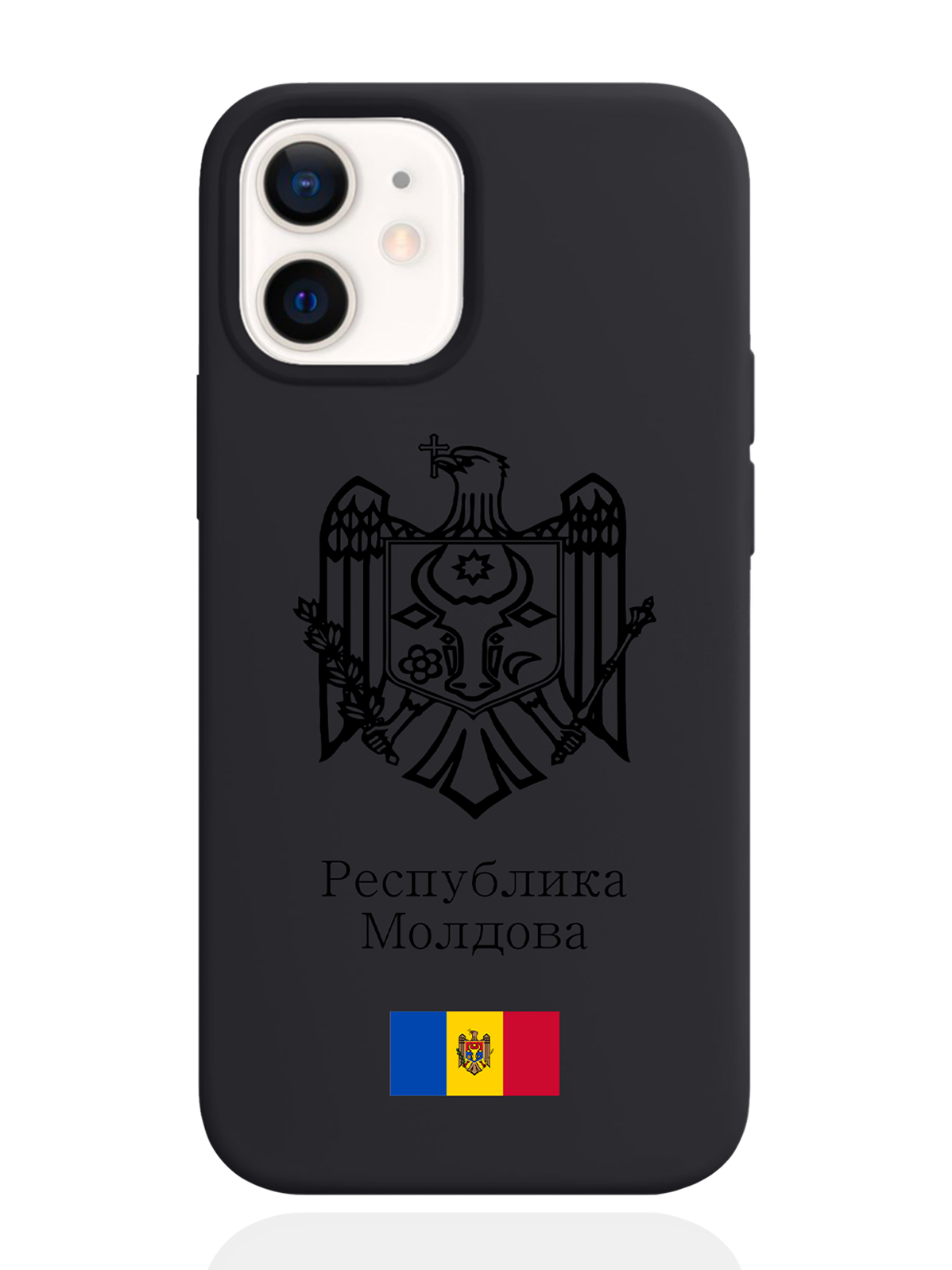 Чехол SignumCase для iPhone 12 mini Черный лаковый Герб Молдавии черный