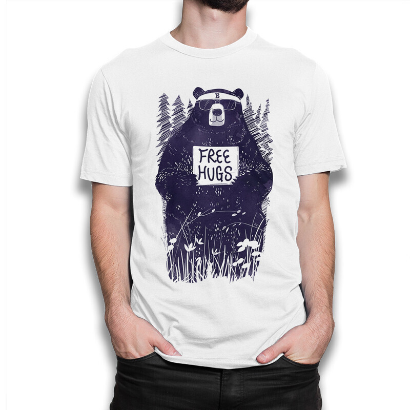 Футболка мужская Dream Shirts Медведь - Free Hugs 1000172-2 белая XS
