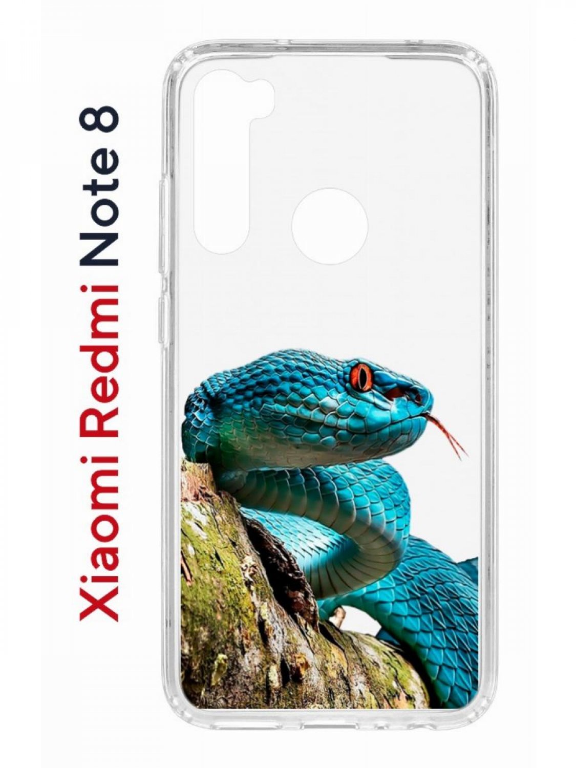 Чехол на Xiaomi Redmi Note 8 Kruche Print Змея,противоударный бампер,с защитой камеры