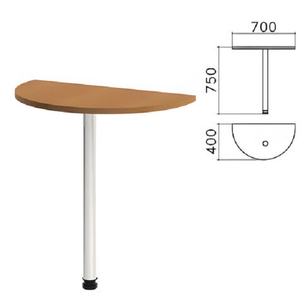 Стол приставной полукруг "Монолит", 700х400х750 мм, БЕЗ ОПОРЫ (640137), цвет орех гварнери