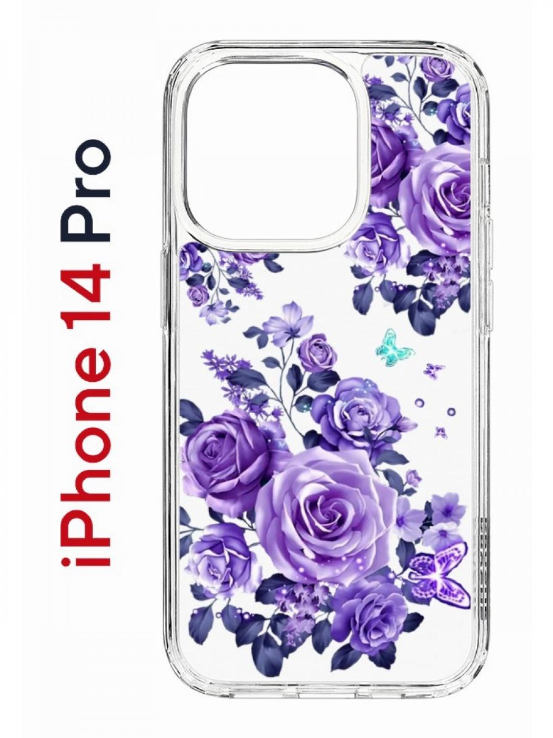 Чехол на iPhone 14 Pro с принтом Kruche Print Roses, бампер с защитой камеры