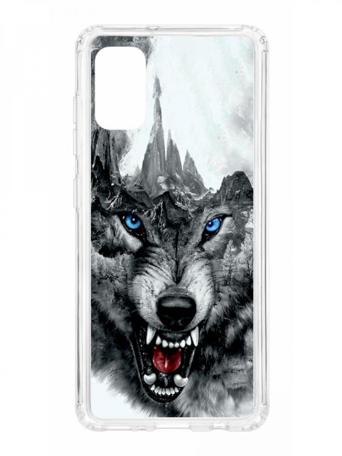 Противоударный чехол для Samsung Galaxy A41 Kruche Print Волк прозрачный с рисунком