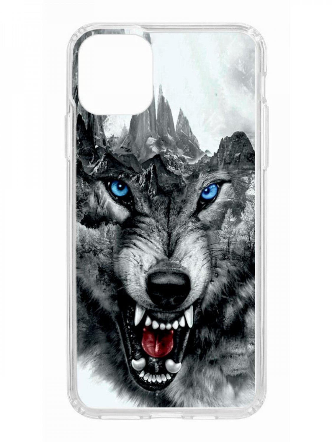 Противоударный чехол для iPhone 11 Pro Max Kruche Print Волк прозрачный с рисунком