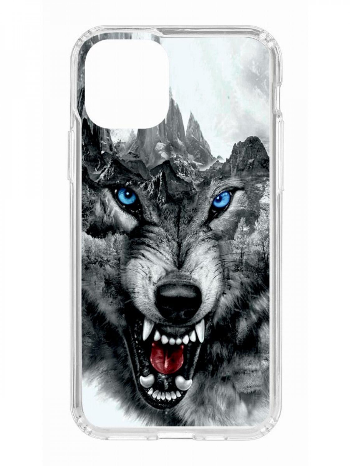 Противоударный чехол для iPhone 11 Pro Kruche Print Волк прозрачный с рисунком