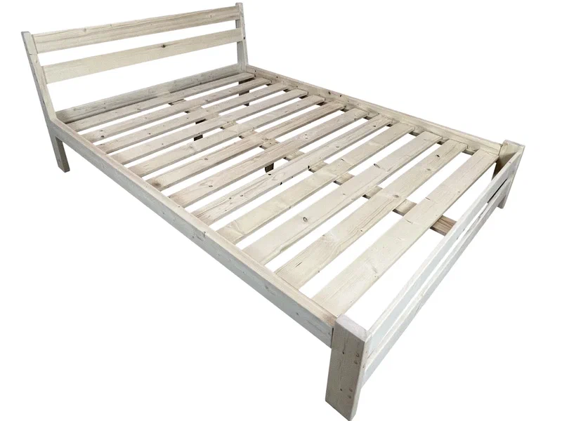 Кровать 1,5-спальная Solarius Мишка усиленная реечное основание, без шлифовки и покрытия