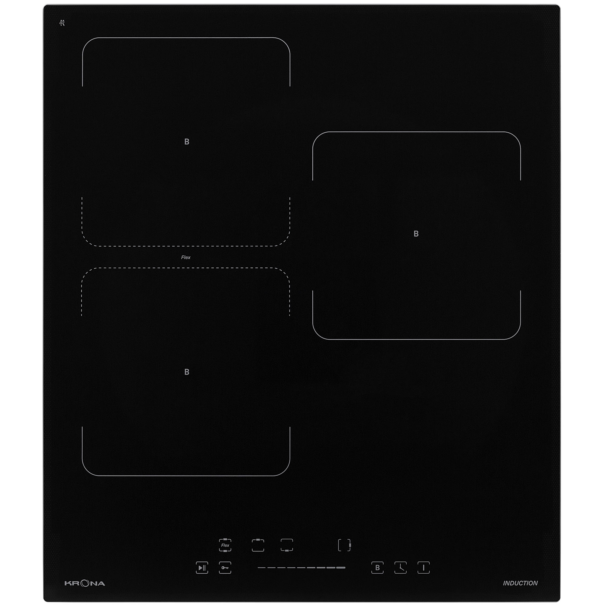 Встраиваемая варочная панель индукционная Krona ERDE 45 BL 3BFTS черная