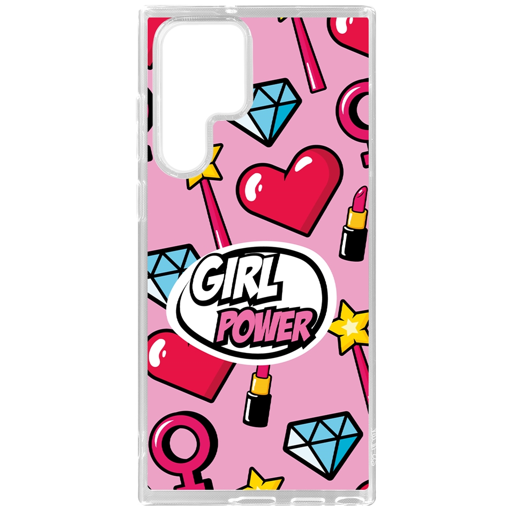 Чехол-накладка Krutoff Clear Case Girl Power для Samsung Galaxy S22 Ultra