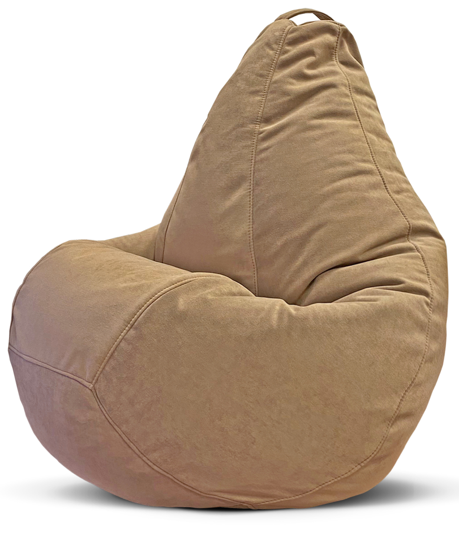 Кресло-мешок PUFLOVE пуфик груша, размер XXXXL, темно-бежевый велюр