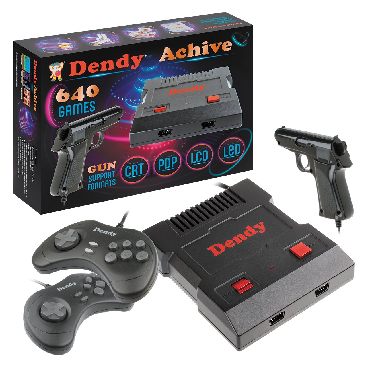 Игровая приставка 8-бит Dendy Achive 640 игр, черная (DA-G-640)