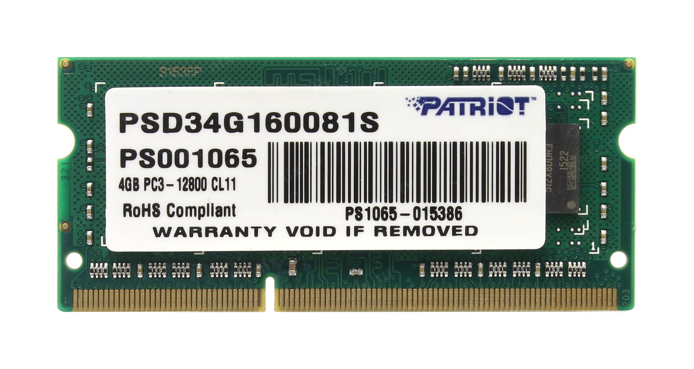 Оперативная память Patriot 4Gb DDR-III 1600MHz SO-DIMM (PSD34G160081S)