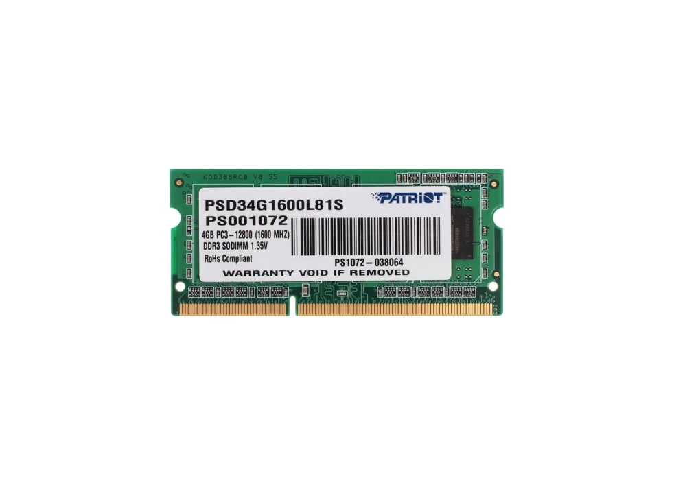 Оперативная память Patriot 4Gb DDR-III 1600MHz SO-DIMM (PSD34G1600L81S)