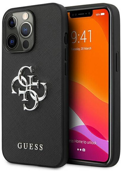 Чехол CG Mobile Guess PU Saffiano 4G Big metal logo Hard для iPhone 13 Pro Черный