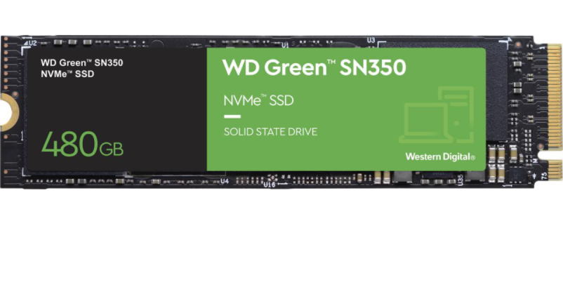 SSD накопитель WD Green SN350 M.2 2280 480 ГБ WDS480G2G0C