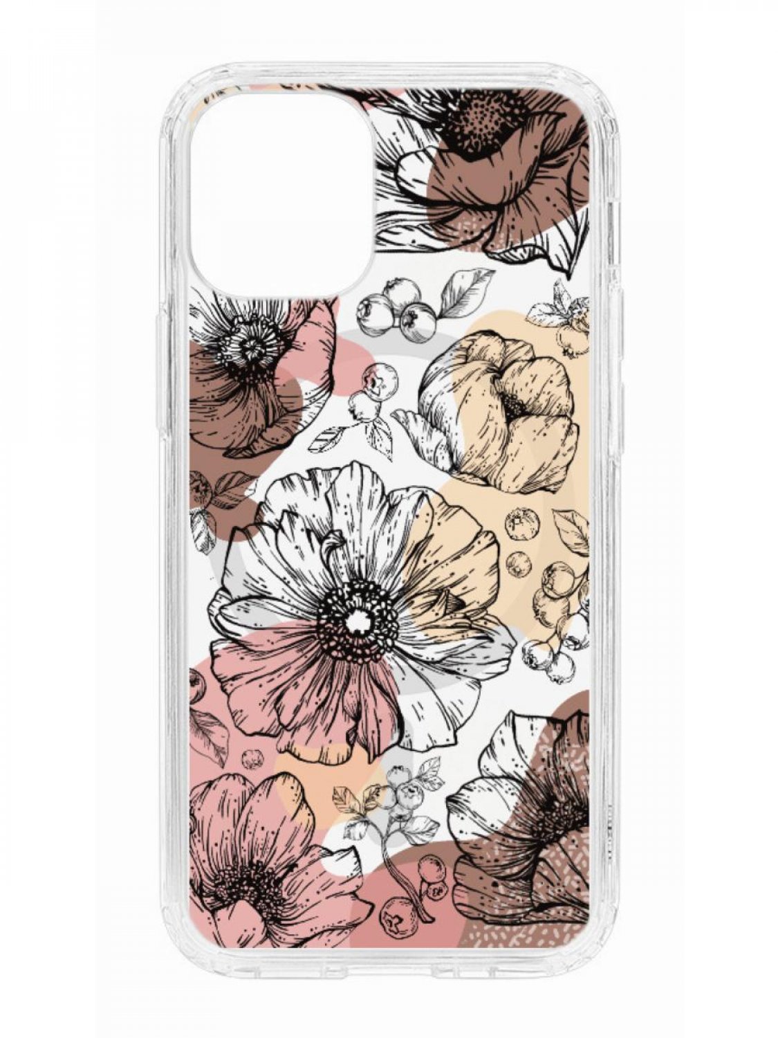 Противоударный чехол для iPhone 12 mini Kruche Print MagSafe Ягоды и Цветы с рисунком