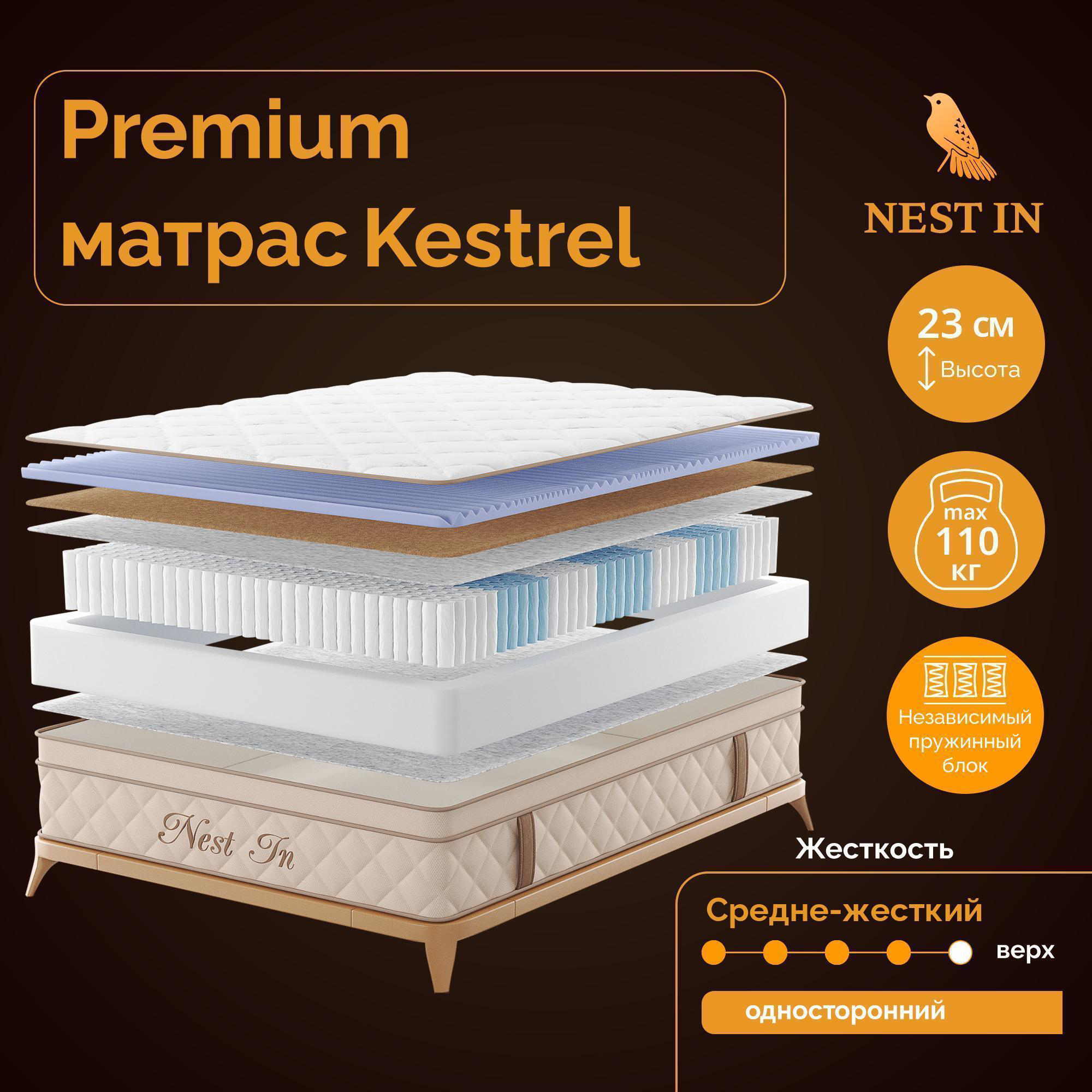 Матрас с независимыми пружинами Nest In Kestrel 200х190