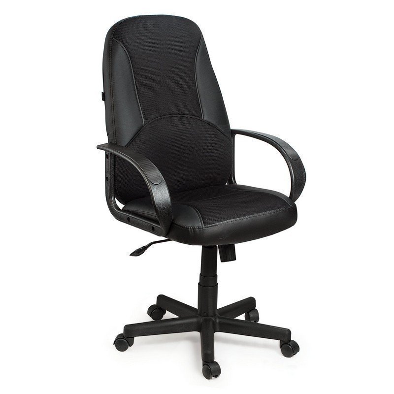 Кресло офисное BRABIX City EX-512, кожзам черный, ткань черная TW, 531407