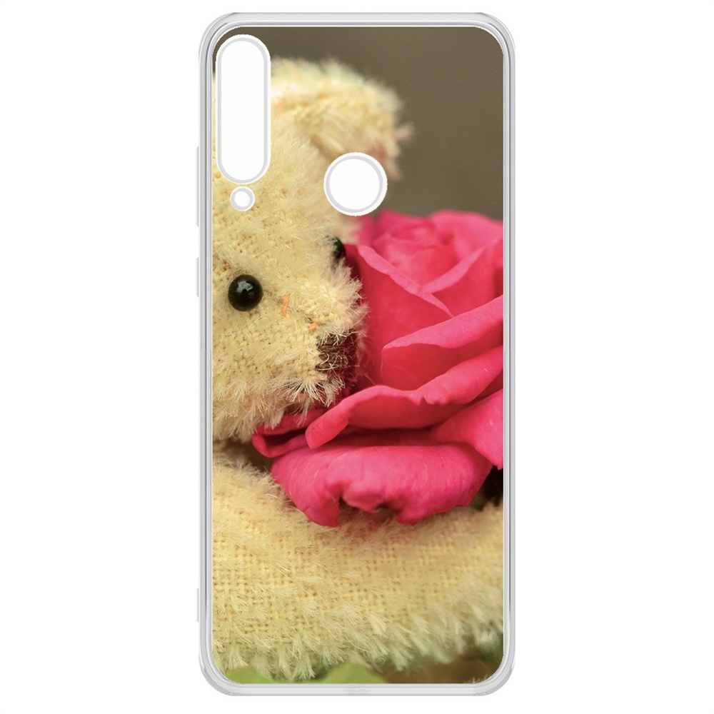 Чехол-накладка Krutoff Clear Case Медвежонок с розой для Huawei Y6p