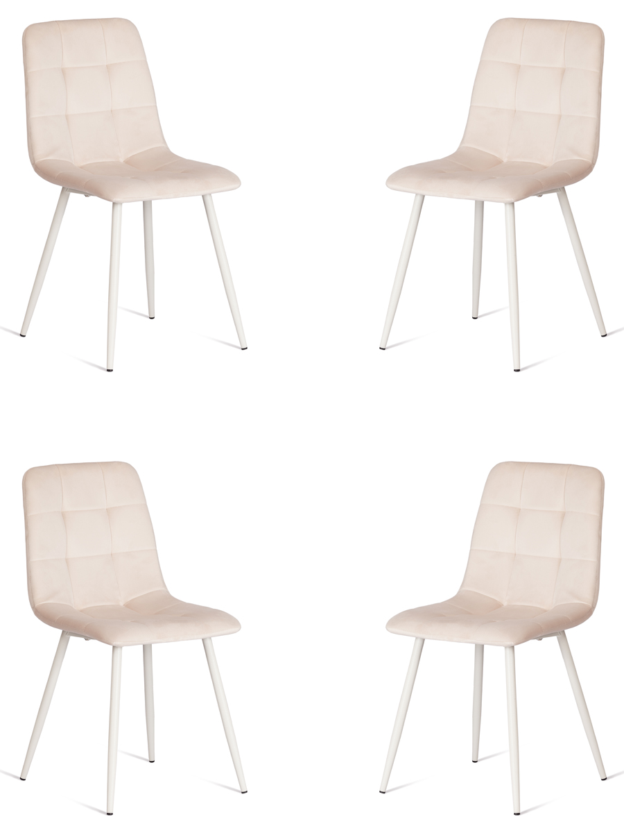 Комплект стульев для кухни TetChair CHILLY 4 шт, вельвет, бежевый/белый