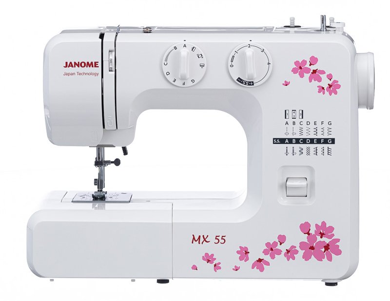 Швейная машина Janome MX 55 белый, розовый