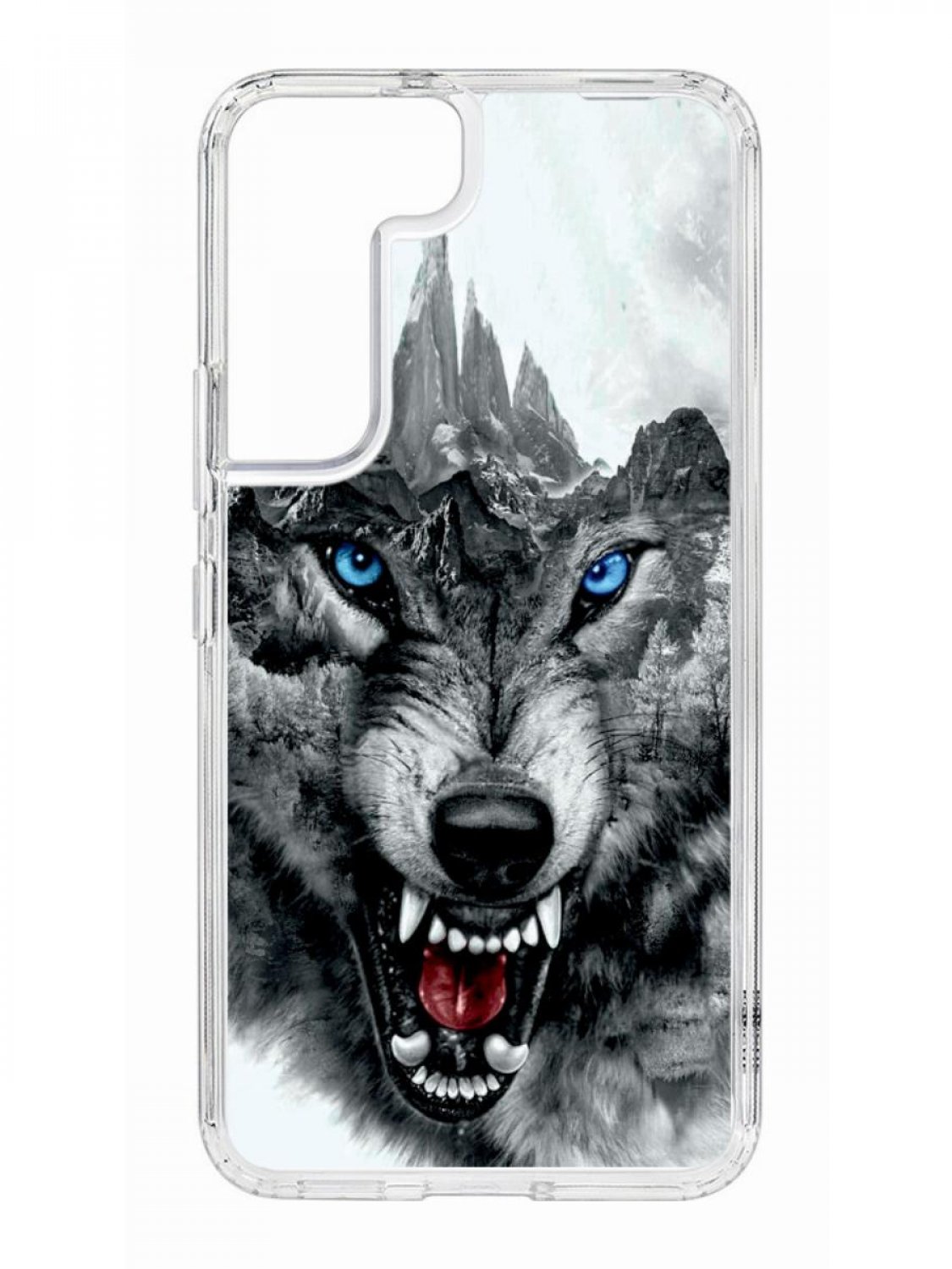 Противоударный чехол для Samsung Galaxy S22 Kruche Print Волк прозрачный с рисунком