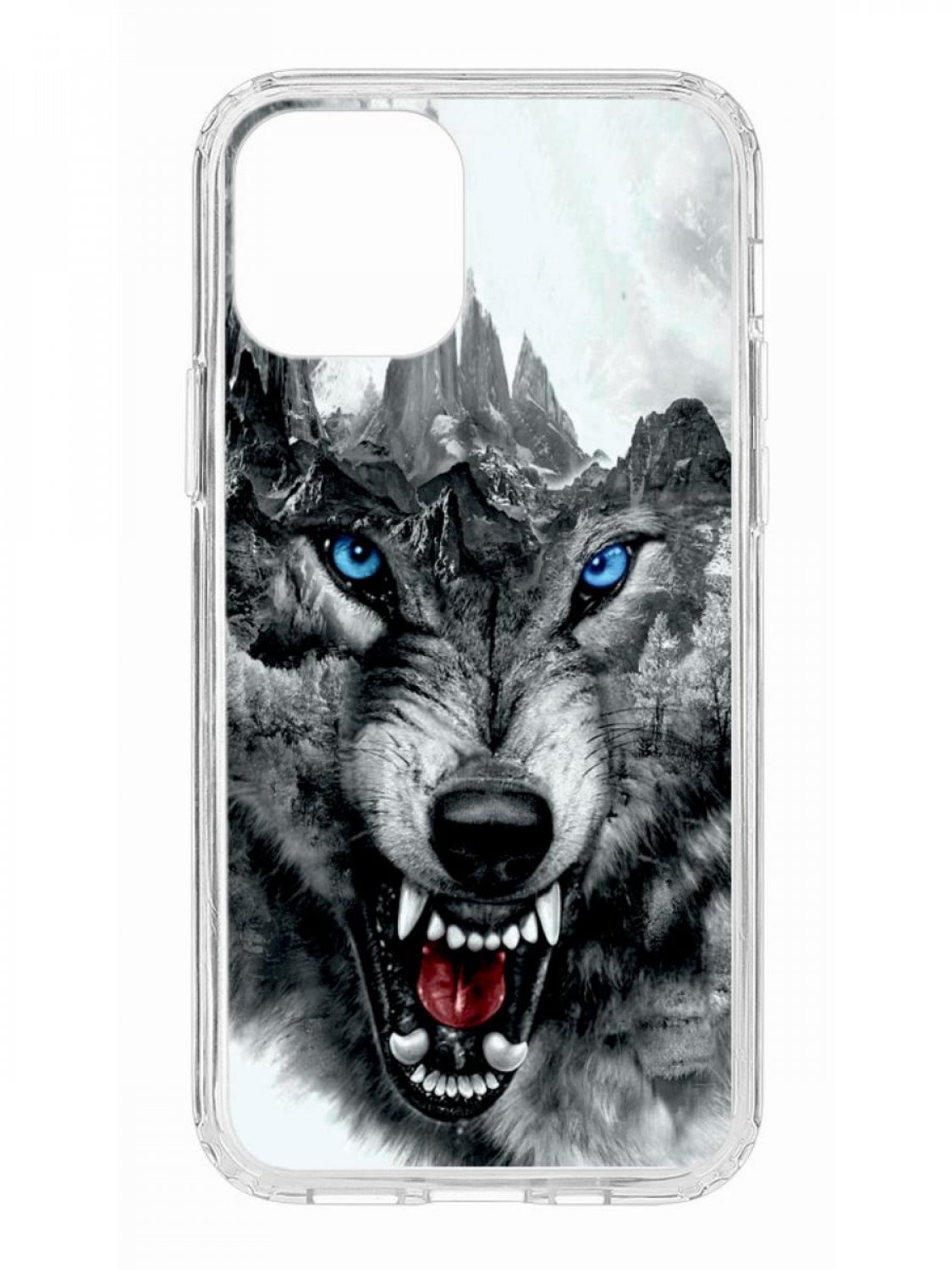 Противоударный чехол для iPhone 12/iPhone 12 Pro Kruche Print MagSafe Волк с рисунком