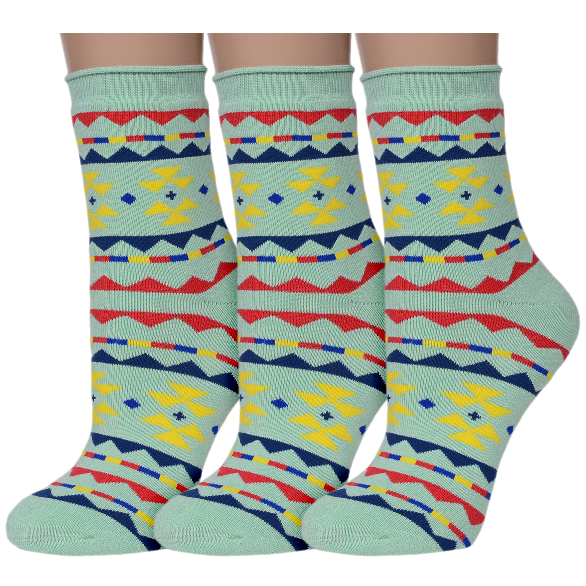 Комплект носков женских ХОХ 3-GZ-3RM зеленых; желтых; красных; синих 23