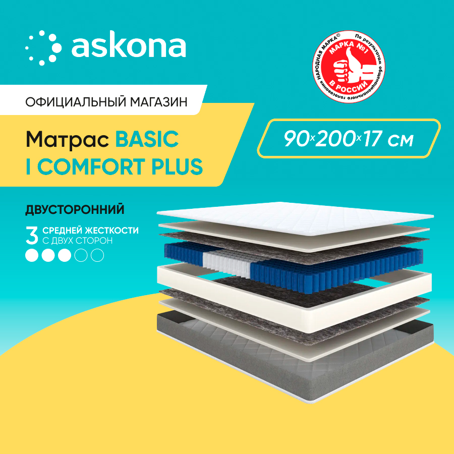 Матрас Askona Basic i Comfort Plus 90х200